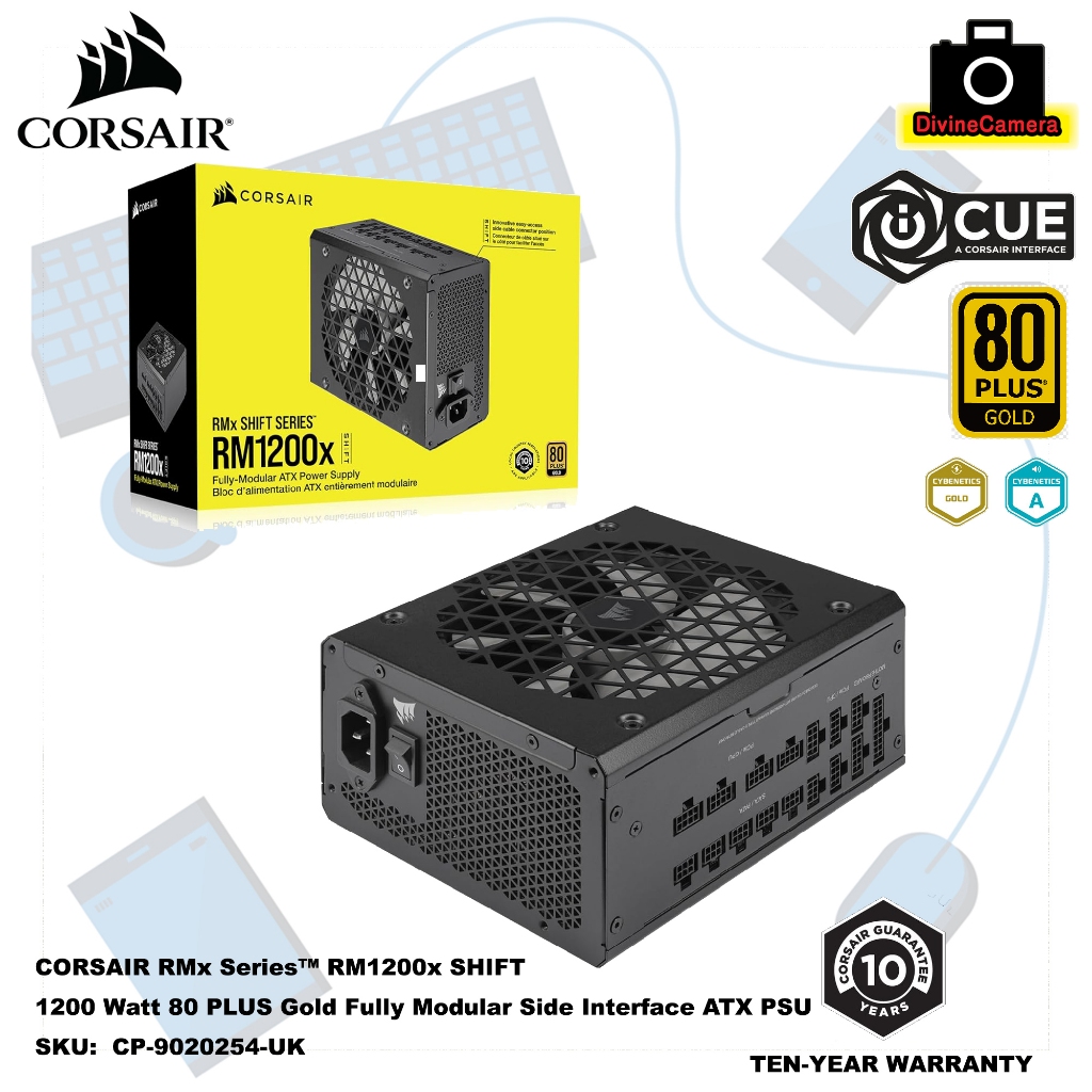 CORSAIR RMx Series™ RM1200x SHIFT 1200 Watt 80 PLUS Gold Fully Modular Side Interface ATX PSU ...