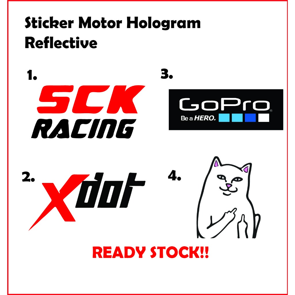Sticker Motor Hologram Reflective SCK Xdot Meme cat | Shopee Malaysia
