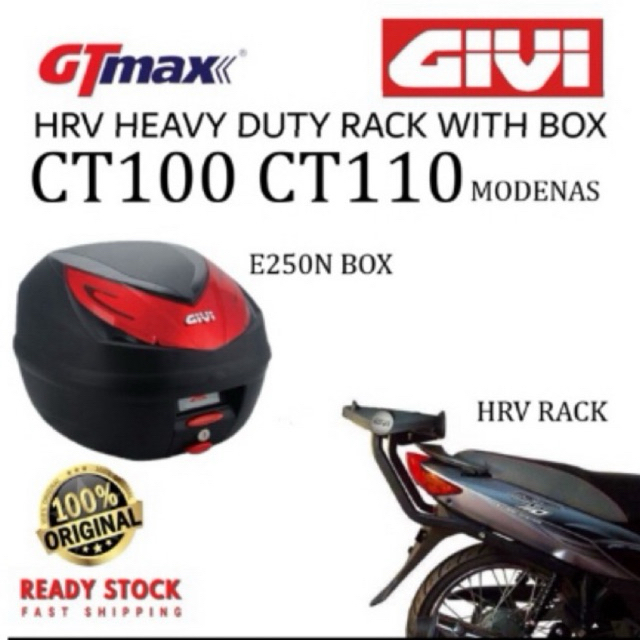 Givi Box MONORACK J GIVI HEAVY DUTY RACK HRV MODENAS CT100, CT110 WITH GIVI E250 BOX | Shopee ...
