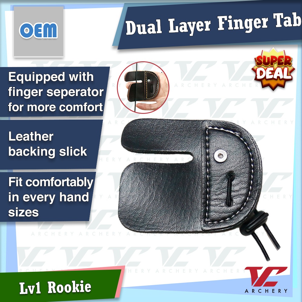V Club Archery Dual Layer PU Leather Finger Tab With Finger Spacer - Protective Gear For RH ...