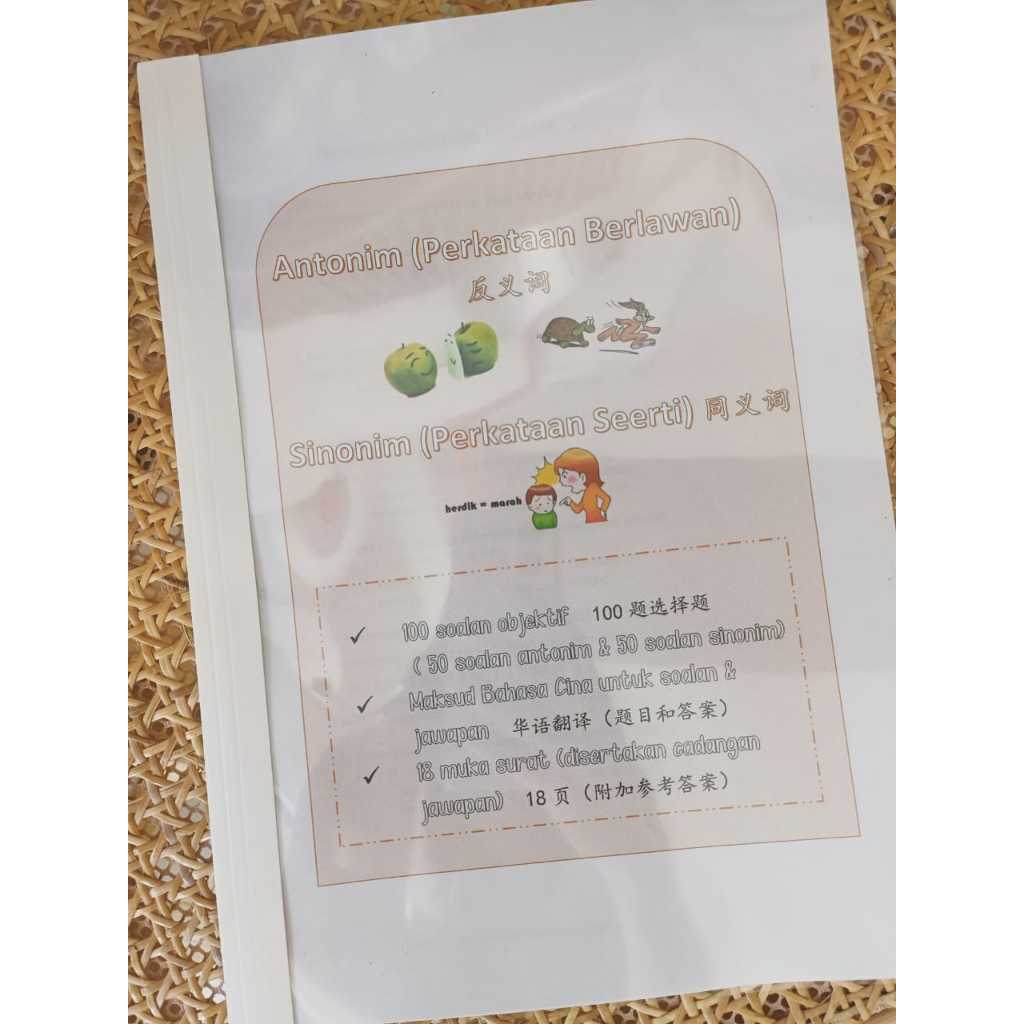 Sinonim And Antonim Exercises With Mandarin Translation Questions