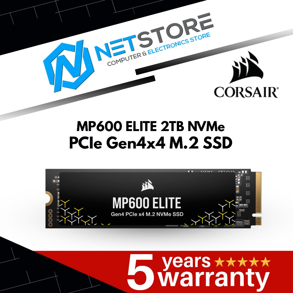 CORSAIR MP600 ELITE 2TB NVMe PCIe Gen4x4 M.2 SSD - CSSD-F2000GBMP600ENH | Shopee Malaysia
