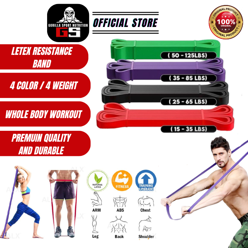 Natural Latex Resistance Band Elastic Band Full body Workout Pull Up ...