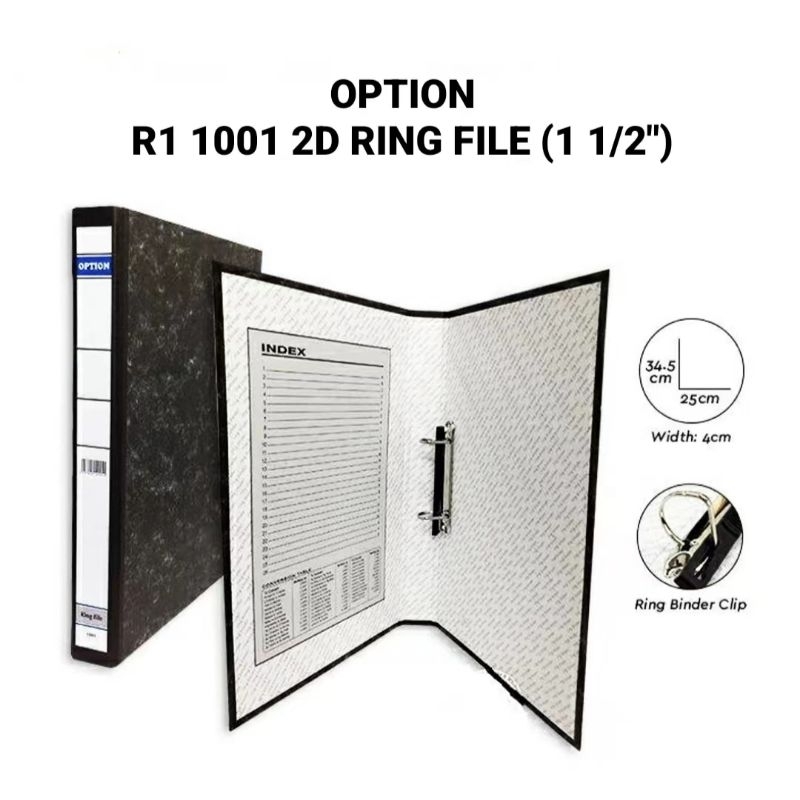 (3PCS) OPTION R1 1 1/2" 1001 2D Ring File | Lever Arch File X 3PCS ...