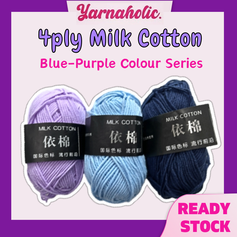 4ply Blue-Purple Series Benang Kait Milk Cotton Yarn / 4ply Milk Cotton ...