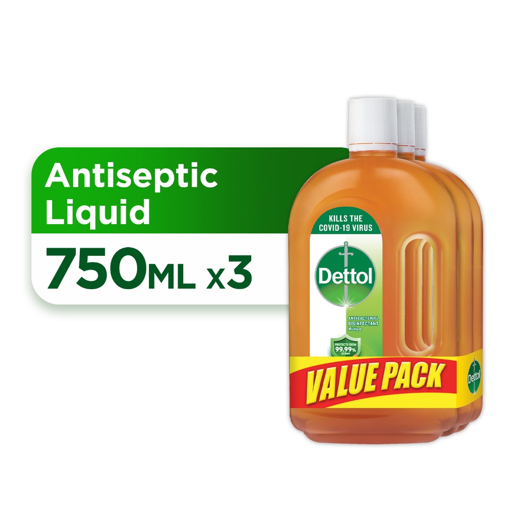 Dettol Antiseptic Brown Liquid (ASL) 750ml x3 Value Pack | Shopee Malaysia