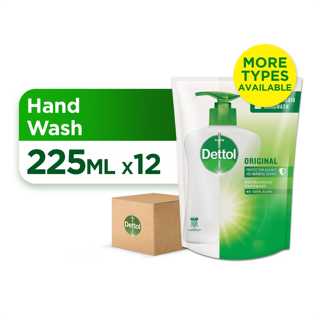 (Carton Sale) Dettol Antibacterial Hand Wash Refill Pouch 225ml x12 ...