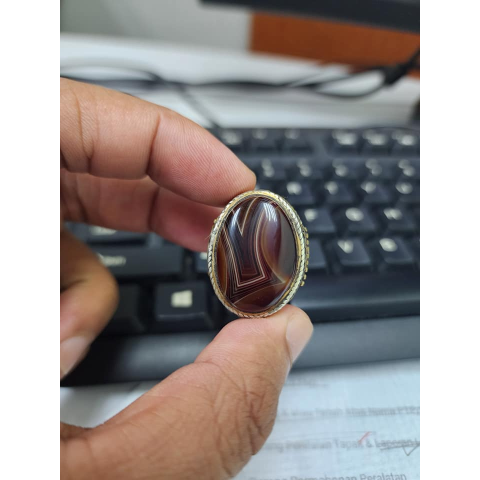Cincin Perak Batu Akik Yaman Motif Lam Alif | Shopee Malaysia