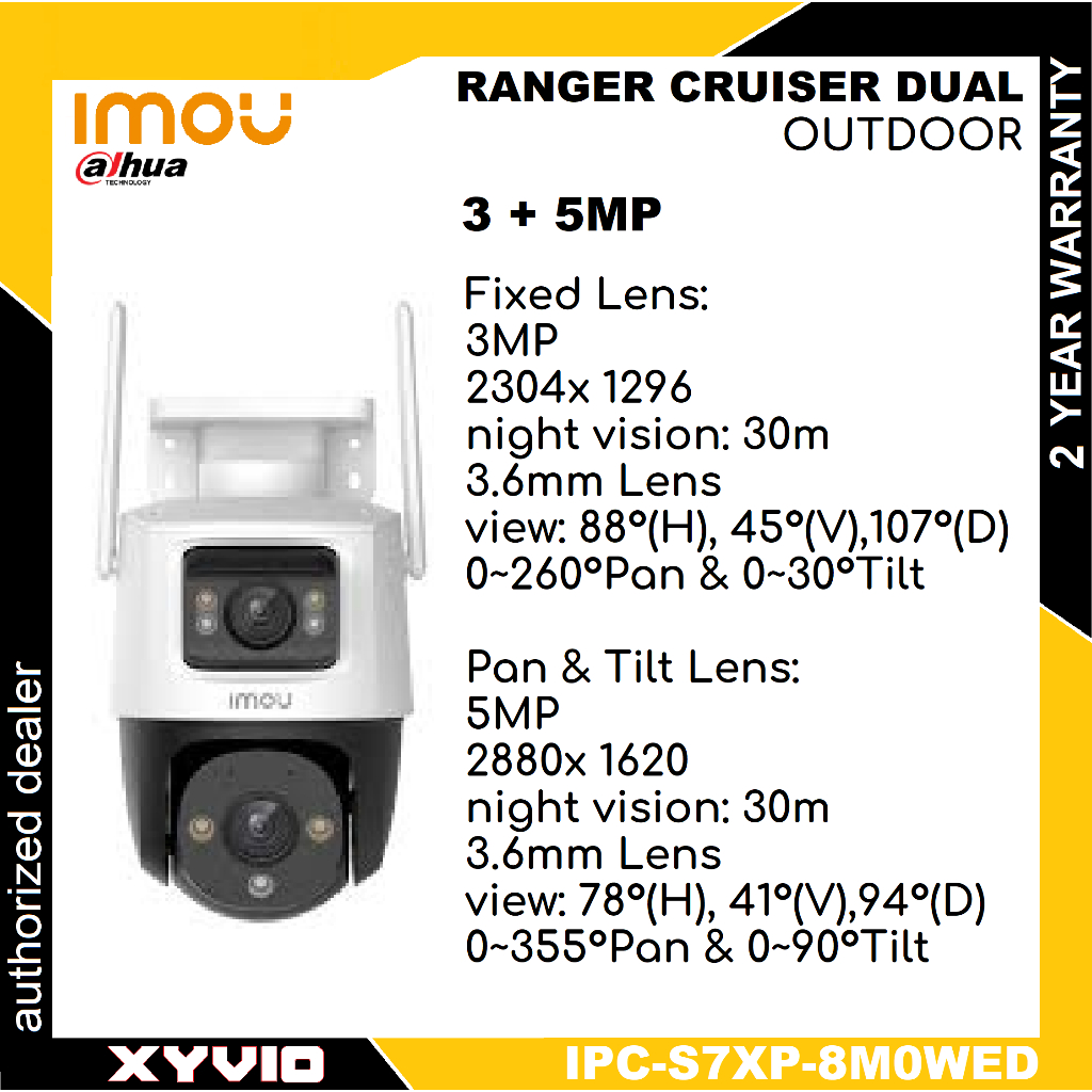 IMOU Dahua Cruiser Dual 8MP 2-Eyed Recording 360 Dual Lens Two Way Talk ...