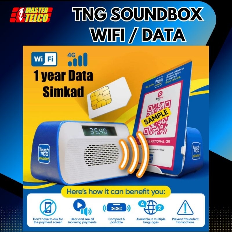 Touch 'n Go eWallet Soundbox wifi version data version with simcard TNG ...