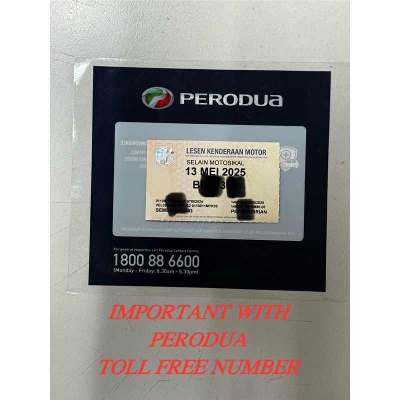 PERODUA ORIGINAL🔥Termurah Roadtax 🔥Roadtax Sticker / Puspakom Sticker ...