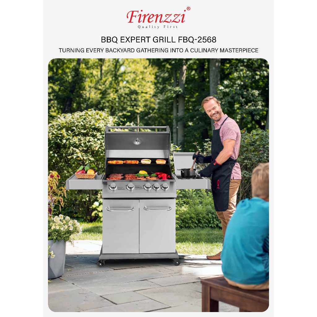 Superior Quality Stainless-Steel BBQ Expert Grill Outdoor Firenzzi FBQ ...