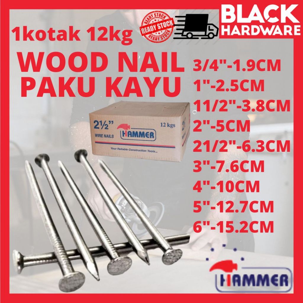BLACK HARDWARE Paku Kayu Wood Nail Paku Papan Wire Nail Paku Kayu ...