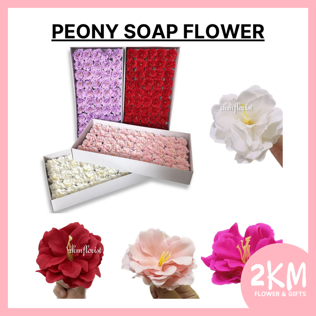 (50pcs) PEONY SOAP FLOWER Premium Quality Bunga Sabun Artificial Home ...