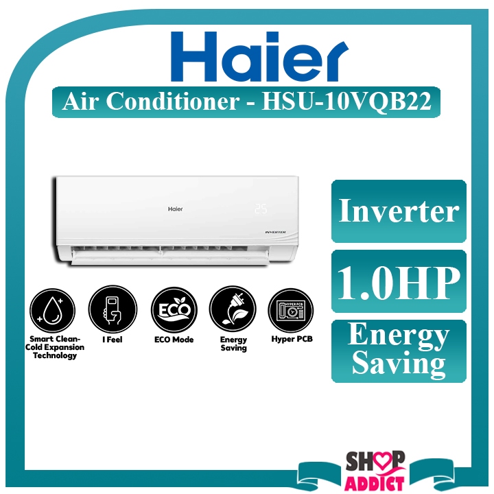 HAIER INVERTER SERIES Air Conditioner HSU-10VQB22 1.0HP Smart-Clean ...