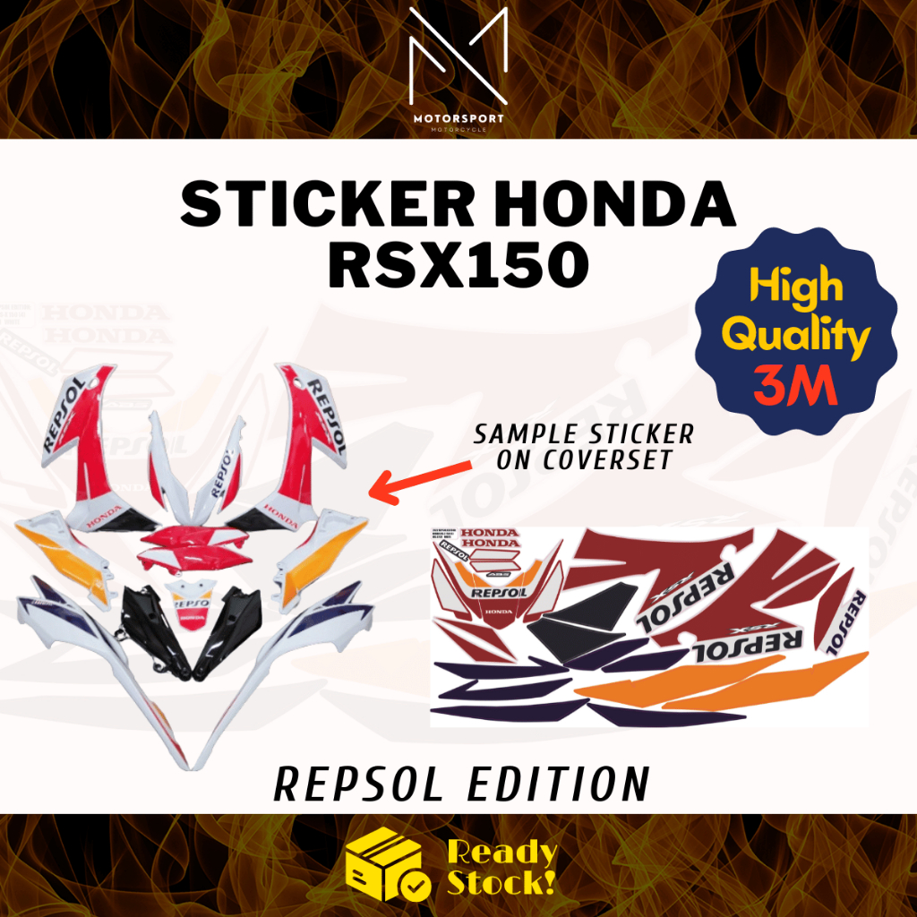 HONDA RSX150 Motor Sticker Coverset Stiker Repsol Edition Kaverset 3M ...