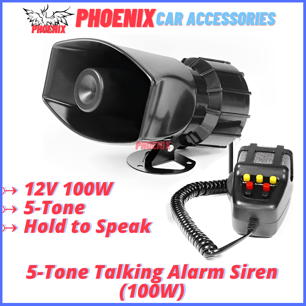100W Talking Siren Car Alarm Horn 5-Tone Sounds Car Siren Vehicle Horn ...