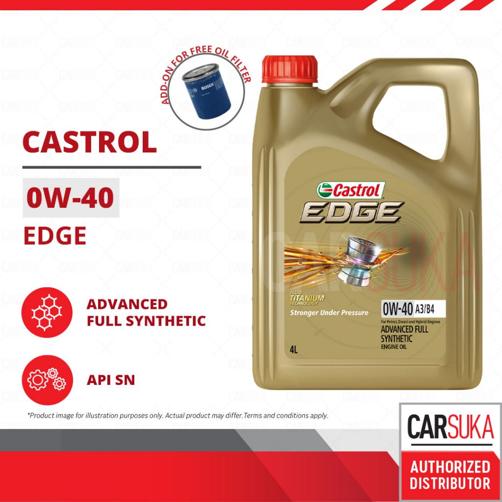 Castrol EDGE 0W-40 A3/B4 Fluid Titanium Advanced Full Synthetic Engine ...