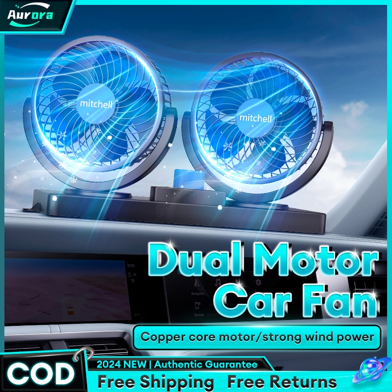 Car Strong Dual Fan Air Conditioning Double Booster Cooler 360° Desktop ...