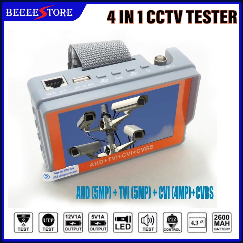 4 IN 1 AHD CVI TVI CVBS Camera Tester IV7W 4.3 Inch LCD 8MP CCTV Tester ...