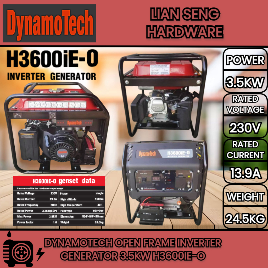 DYNAMOTECH OPEN FRAME INVERTER GENERATOR 3.5KW H3600IE-O | Shopee Malaysia