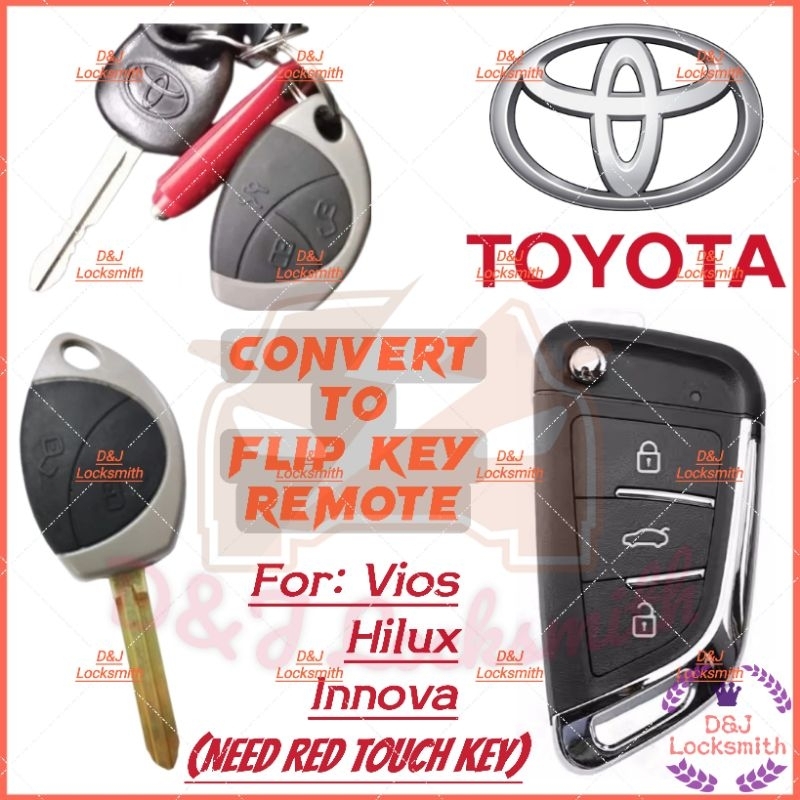 🔥Ready Stock🇲🇾 Toyota Hilux Innova Vios Modified Flip Remote Key Case ...