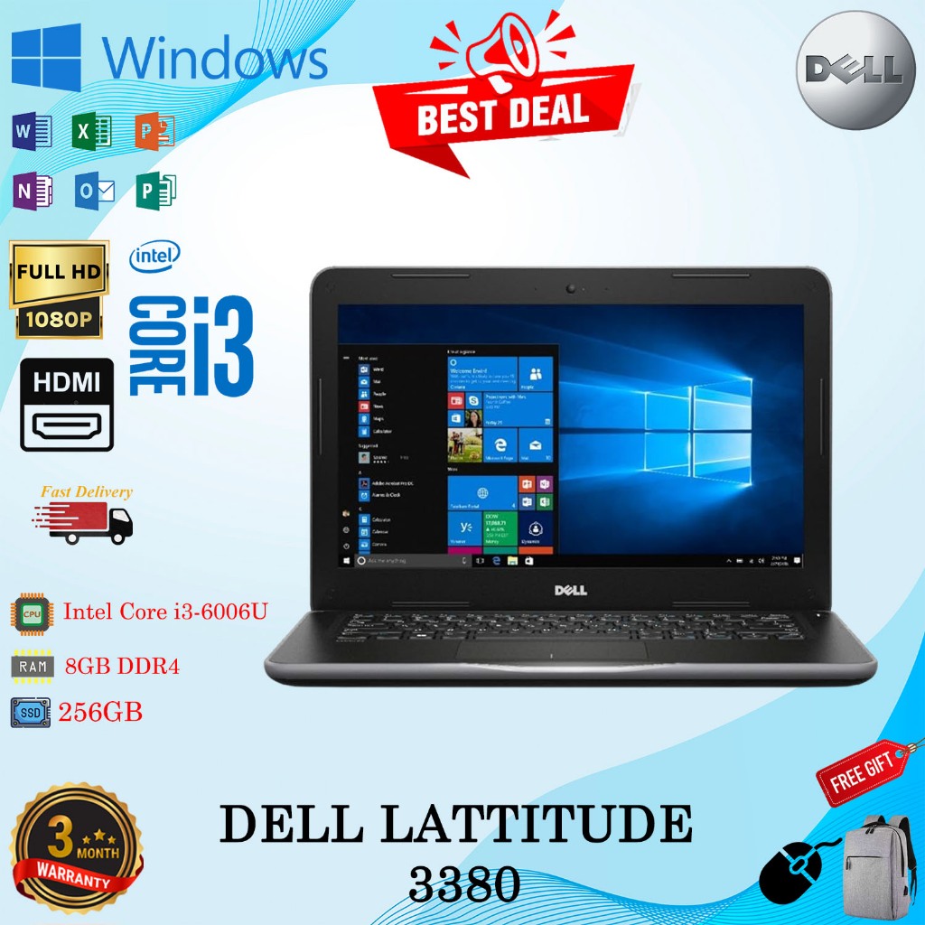 Dell Latitude 3380 Intel Core i3-6006U 6th Gen 8DB RAM 256 SSD (READY STOCK) | Shopee Malaysia