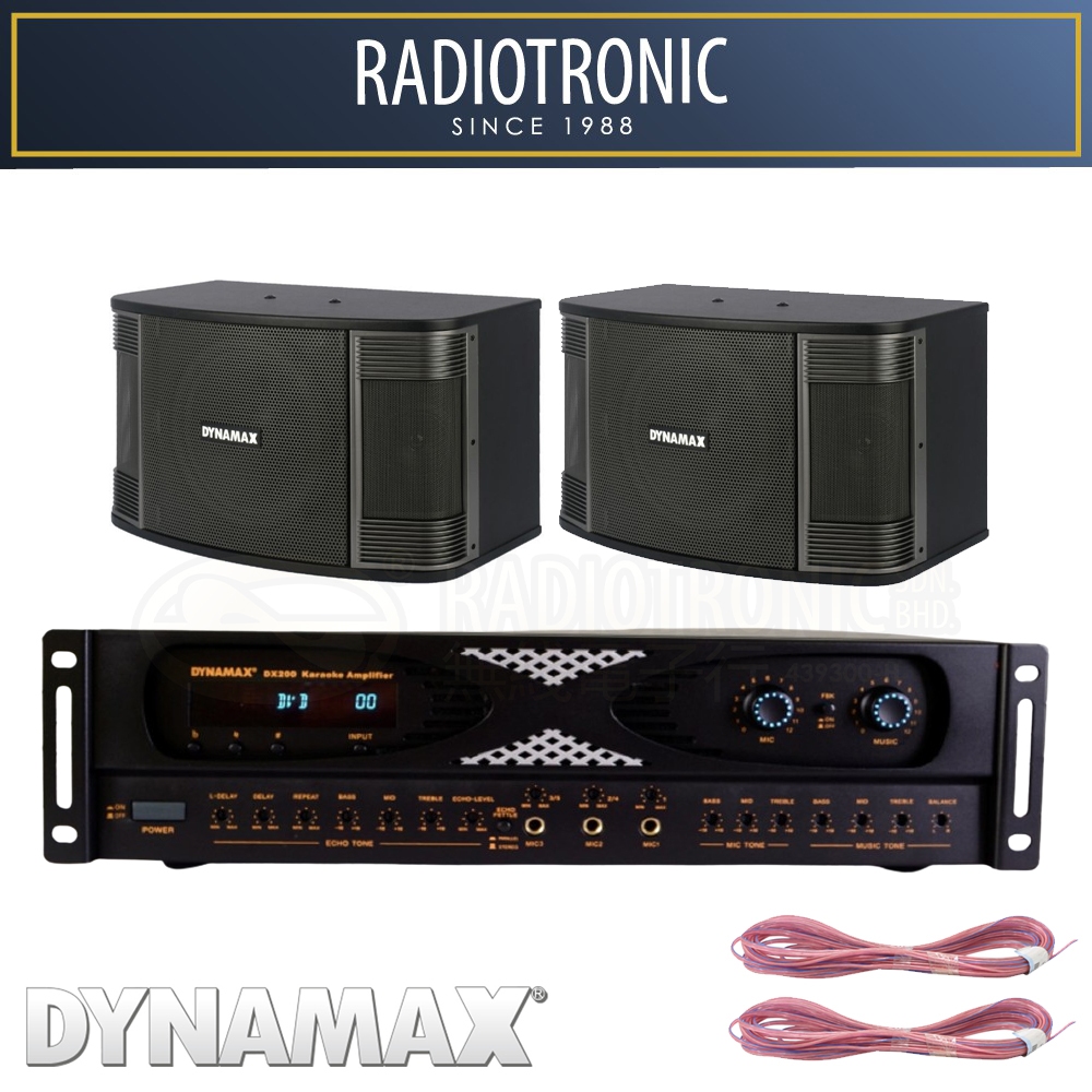 DYNAMAX DX200 200W Karaoke Amplifier with DYNAMAX DKS355 10" 120W ...