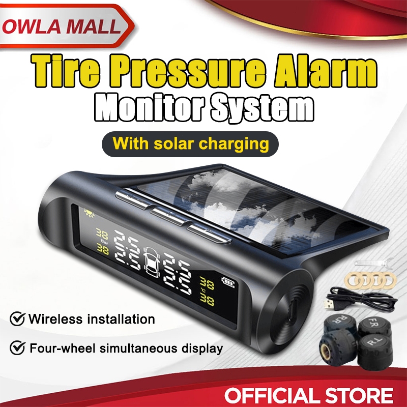 TPMS Tyre Pressure Monitor Solar Car Wireless Tire Pressure Monitoring System LED Display Tayar ...