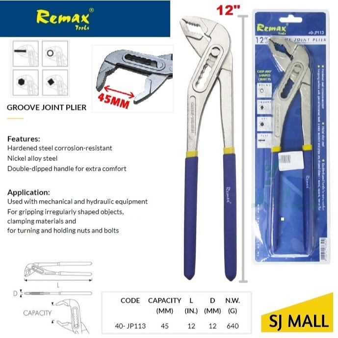 REMAX Groove Joint Plier 12" [40-JP113] Monkey Plier / Plump Plier ...