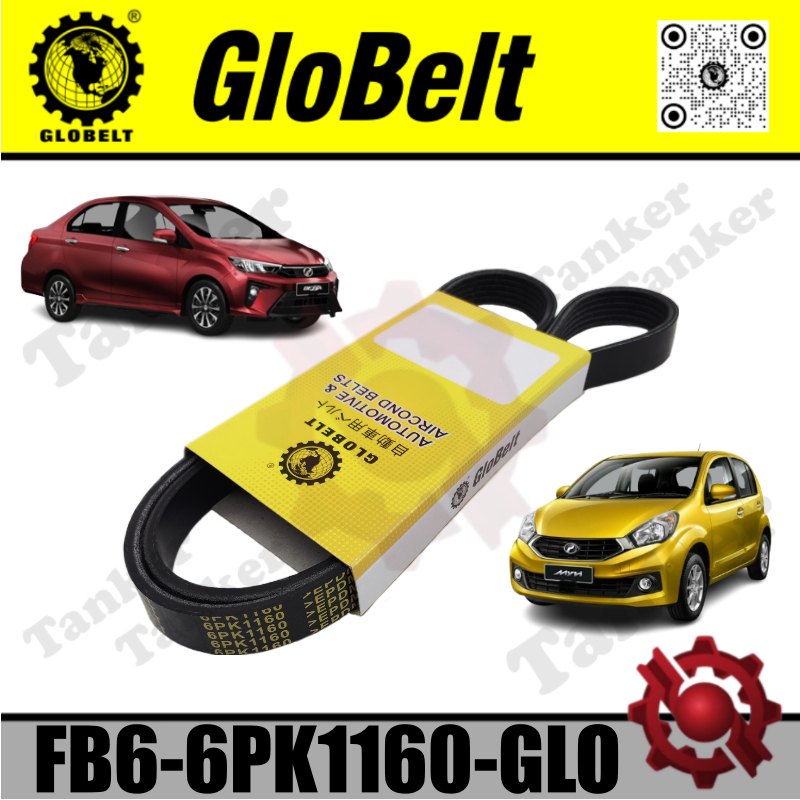 Perodua Bezza 1.3, Myvi D20N 1.3 Globelt Fan Belt (6PK1160) | Shopee ...