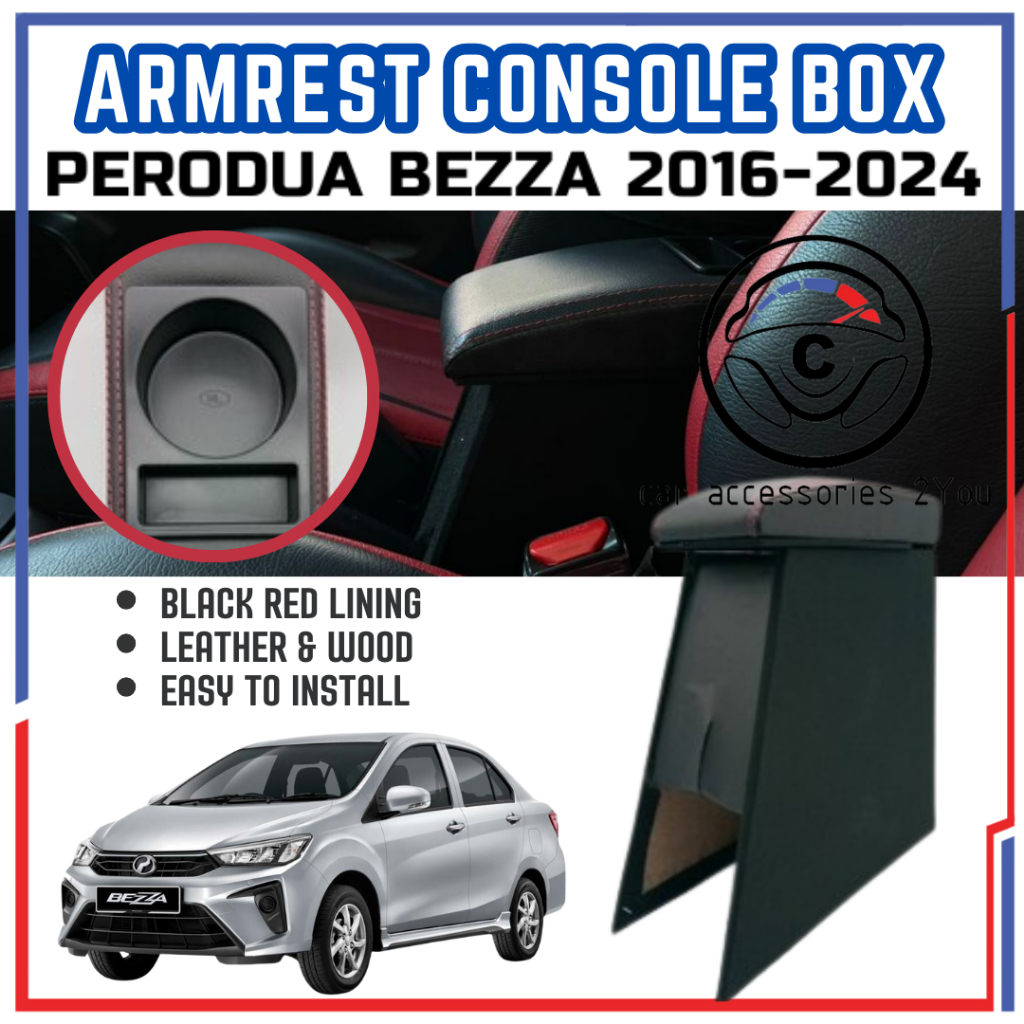 Perodua Bezza 2016 - Present Armrest Console Box Red Lining With Cup ...