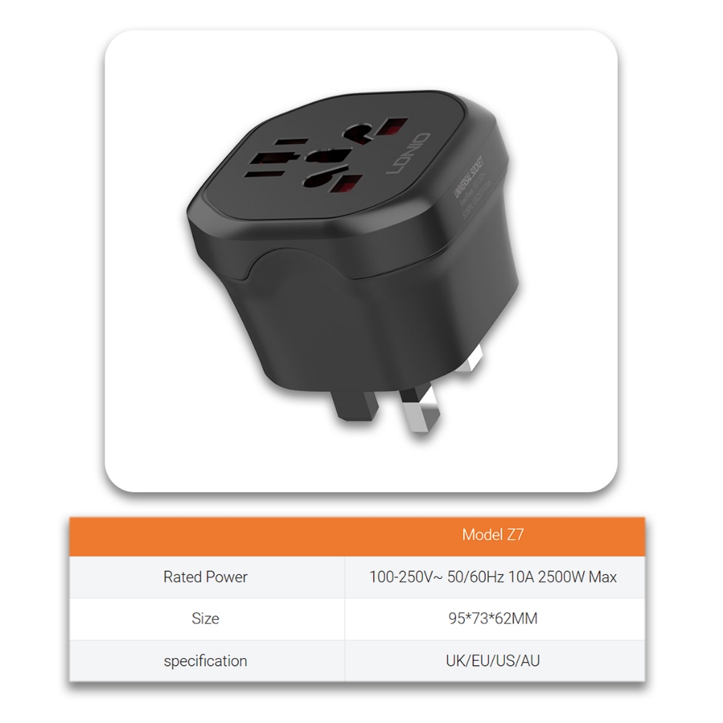 LDNIO Z6 65W/ Z7 10A/ Z8 45W/ Z9 20W Travel Universal Adapter Socket ...