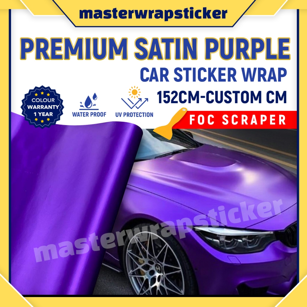 NEW SATIN MATTE PURPLE CAR STICKER(152CM-90CM)stiker kereta ungu vinyl ...