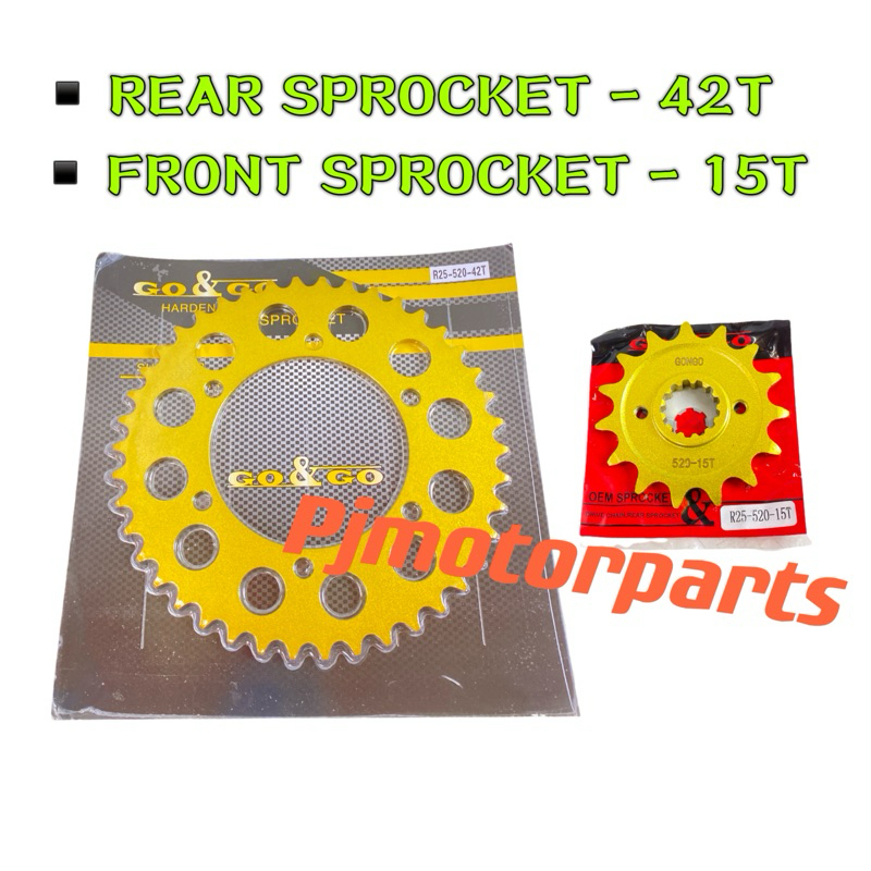 YAMAHA R25 MT25 ( 1 SET ) FULL GOLD 520 FRONT REAR SPROCKET + 520HV ...