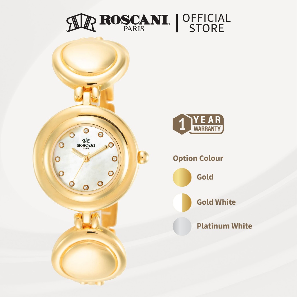 Roscani Greta B19 (Mother of Pearl Dial) Gold Bangle Women Watch ...