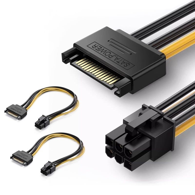Sata To 6Pin PCIe GPU power cable adapter 15pin to 6pin | Shopee Malaysia
