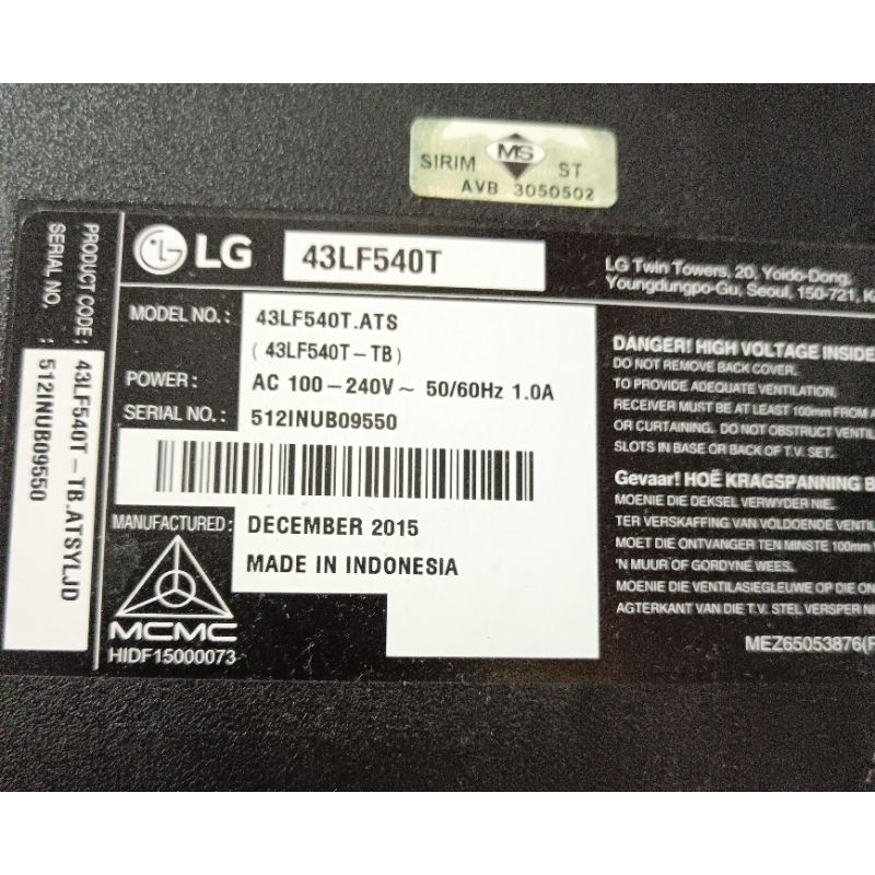 LG43LJ510T LTSGLJD MAIN BOARD,TCON BOARD | Shopee Malaysia