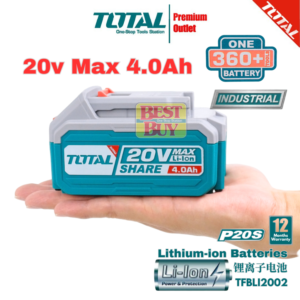 TOTAL tools P20 20v Series 4.0Ah Li-ion Battery 锂离子电池 - TFBLI20021 ...