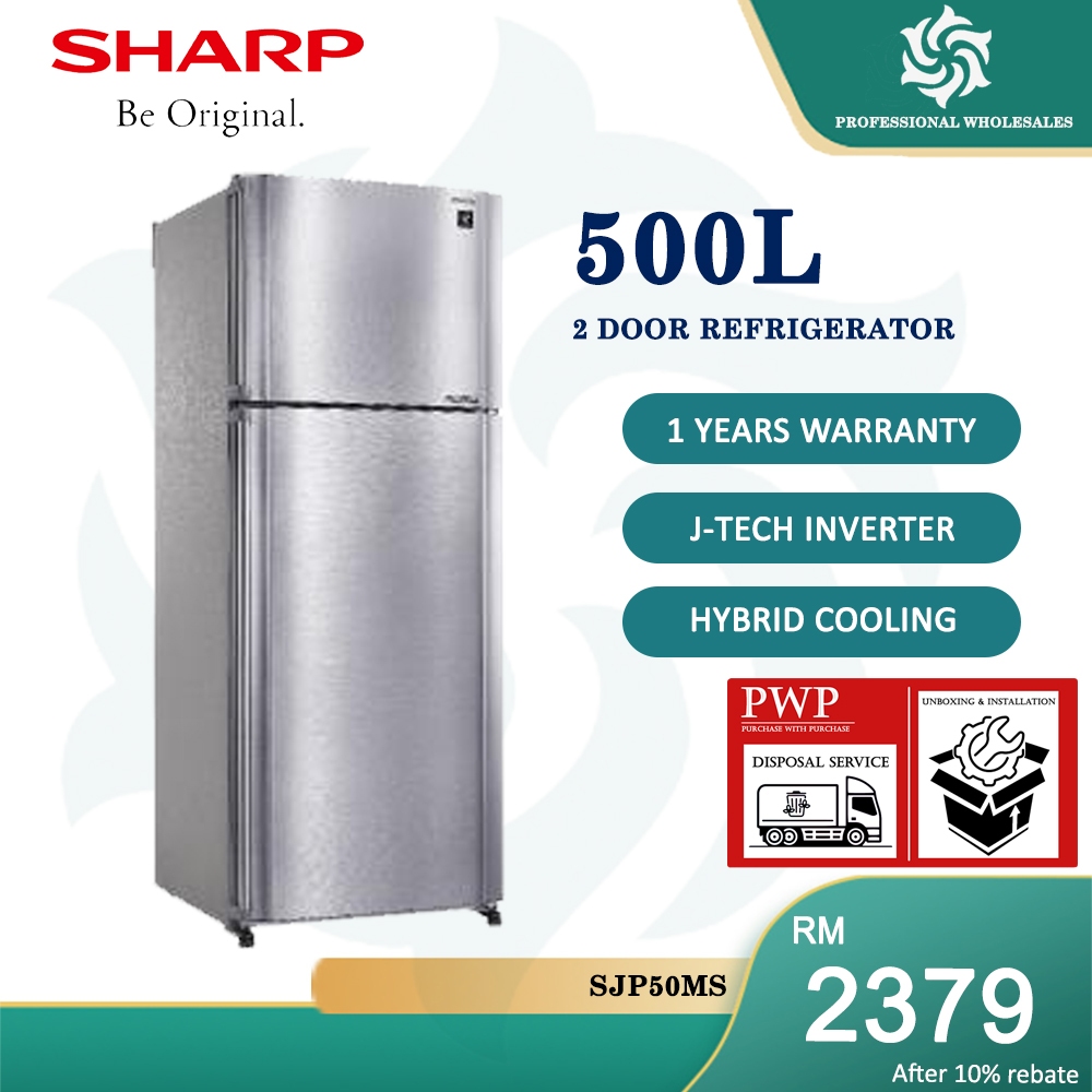 【FREE DELIVERY】SHARP 500L J-TECH INVERTER 2 DOOR REFRIGERATOR SJP-50MS ...