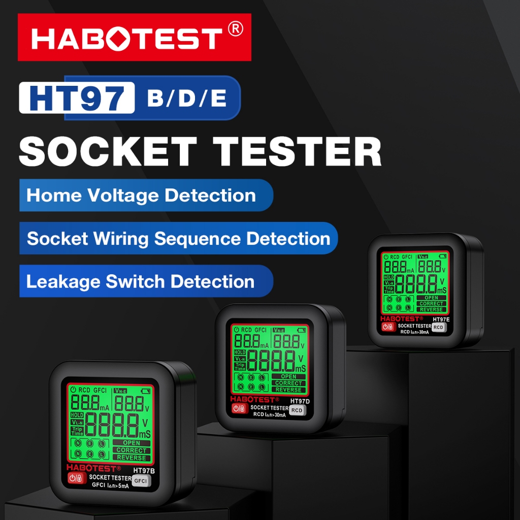 HABOTEST🔥HT97E Digital Smart Socket Tester Multifunction Socket Voltage ...