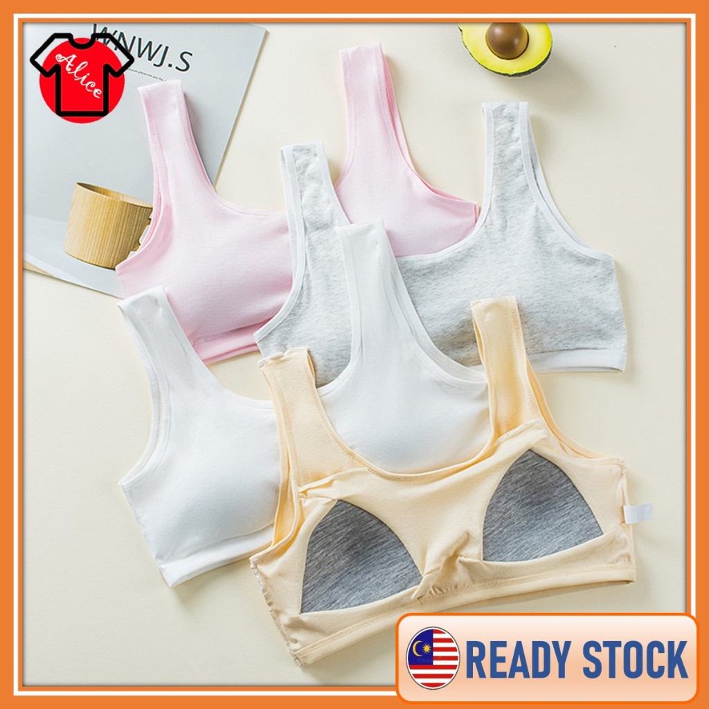 《Alice》Teenager Bra Cotton Student Bra Padded Training Bra Budak Remaja ...