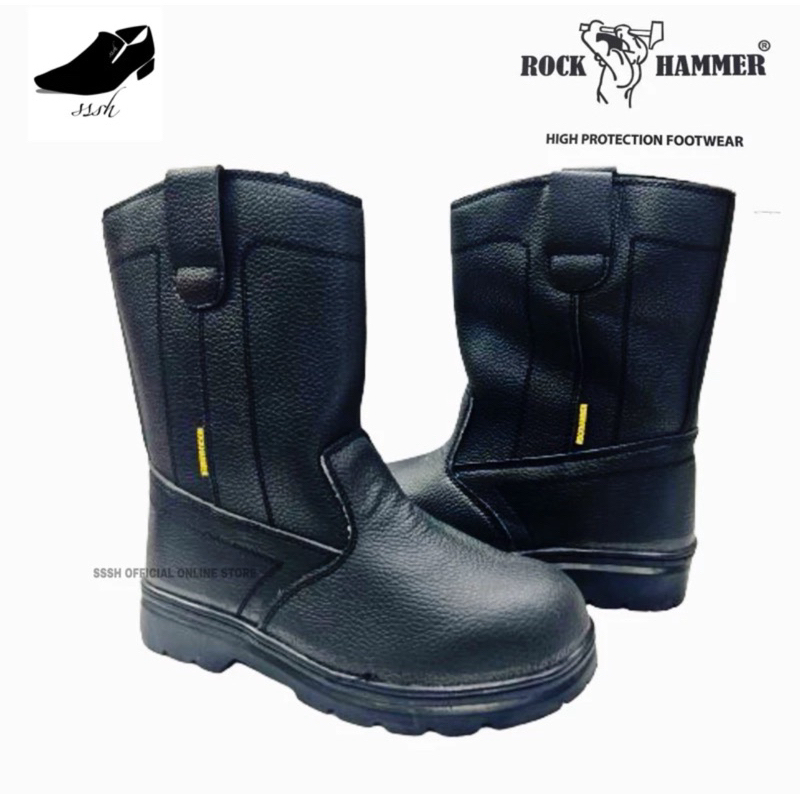 💯ORIGINAL ROCK HAMMER SAFETY SHOE/BOOT MID HIGH CUT DOUBLE ZIP/KASUT ...