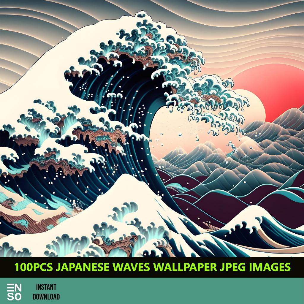 100pcs Japanese Waves Wallpaper Files | Japan Waves Photo Collection ...