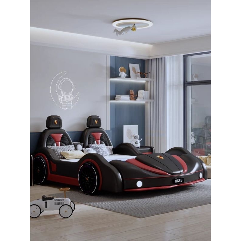 Children's bed boy Porsche sports car car multifunctional storage solid ...