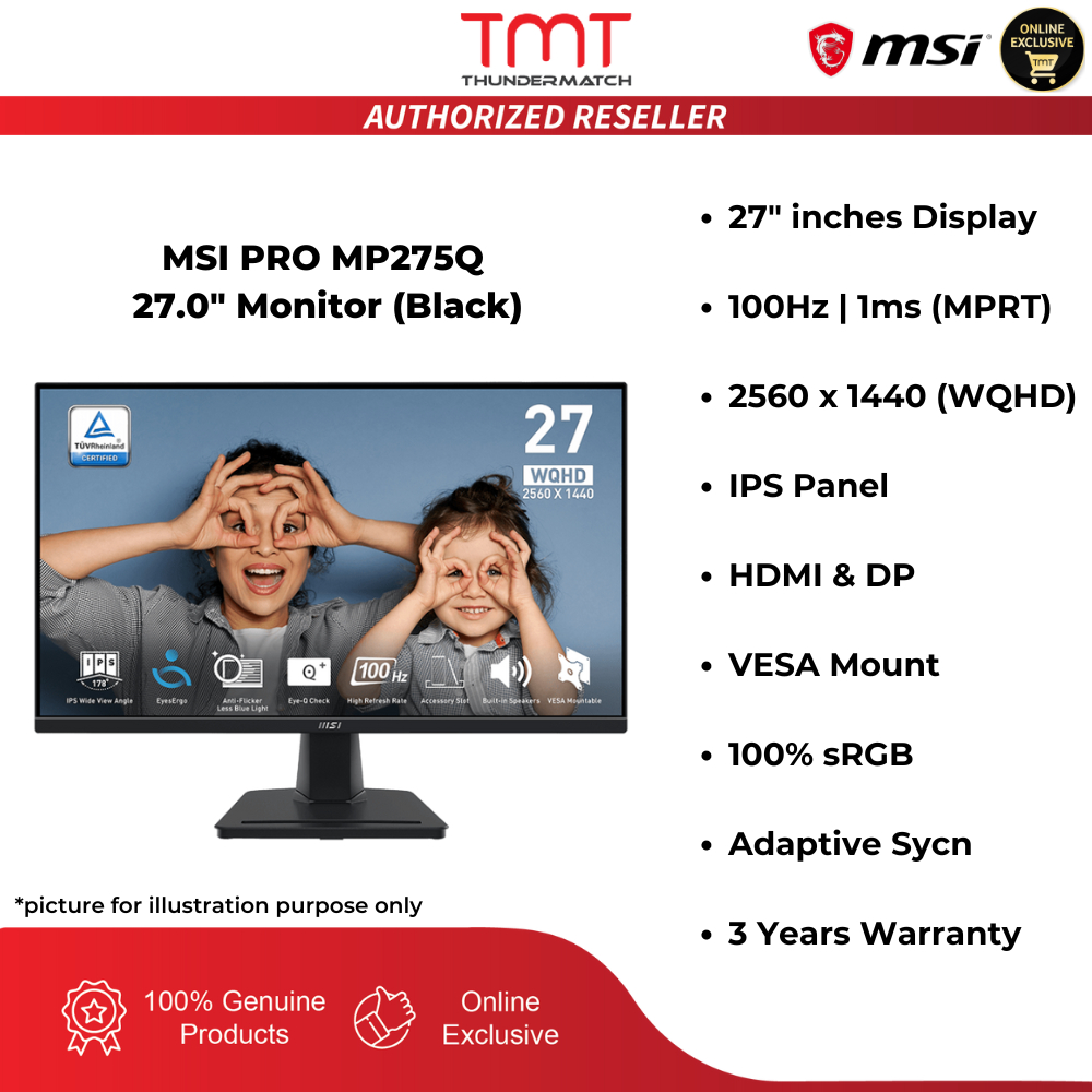 MSI PRO MP275Q 27.0" Monitor | 1ms (MPRT) | 100Hz | 2560x1440 (WQHD ...