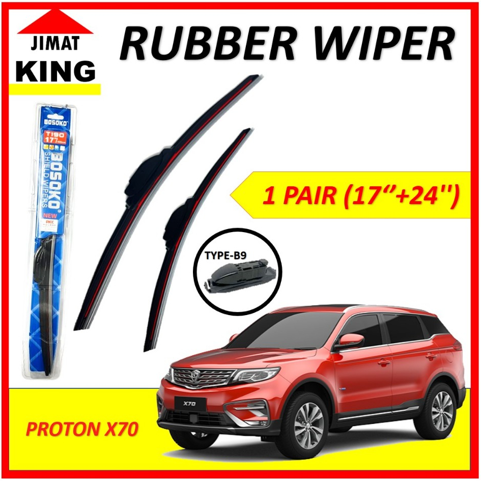 Rubber Hybrid Car Wiper Windshied For PROTON X70 2018-2022 Wiper Kereta Bundle 17 Inch + 24 Inch ...
