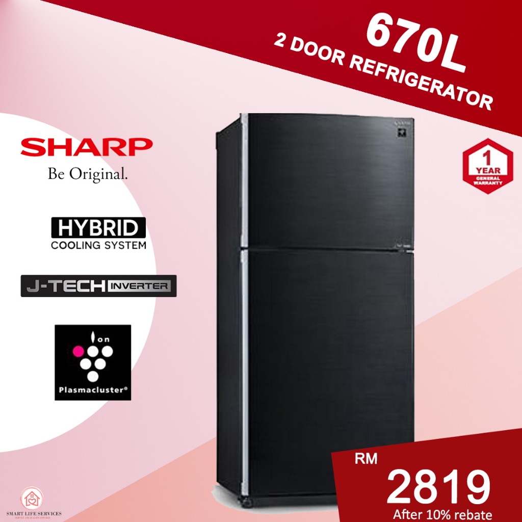 SHARP 670L J-TECH INVERTER 2 Door Fridge SJP701MFGK /SJP782MFGK Glass ...