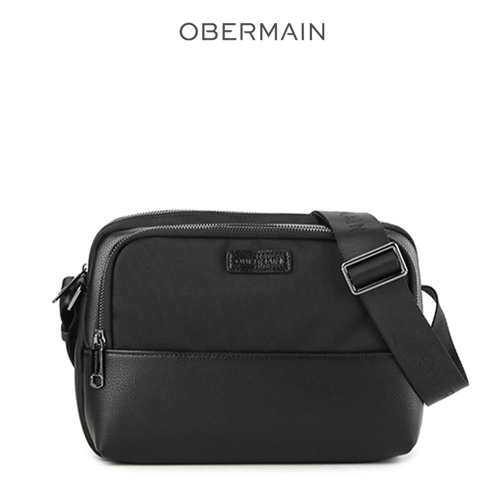 OBERMAIN Synthetic Leather Messenger Bag OBC399P3 Black | Shopee Malaysia