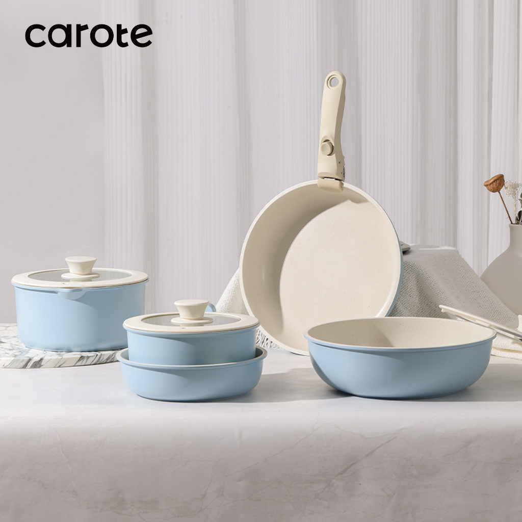 Carote Nonstick Cookware Set Gradient Blue 11Pcs Handle Removable Non ...